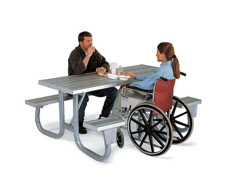 8 ft ADA Aluminum Picnic Table w/ Side Access – Furniture Leisure