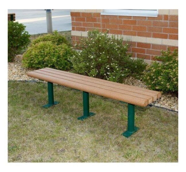 8 Ft. Park Scapes Recycled Plastic Flat Backless Bench with Steel Frame ...