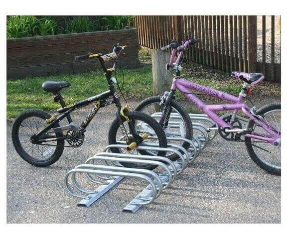 6 Space Low Profile Bike Rack, Galvanized Steel - Furniture Leisure