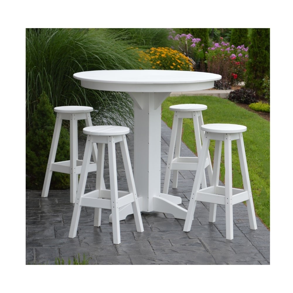 44" Round Recycled Plastic Bar Table Set with 4 Bar Stools - Furniture ...
