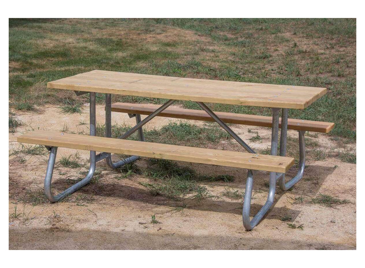 Commercial Wooden 12 Foot Picnic Table with Welded Frame, Portable ...