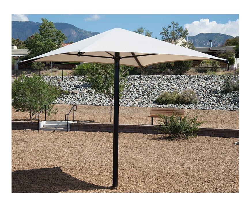 Square Fabric Umbrella Shade Structure with 10 Ft. Entry Height and ...