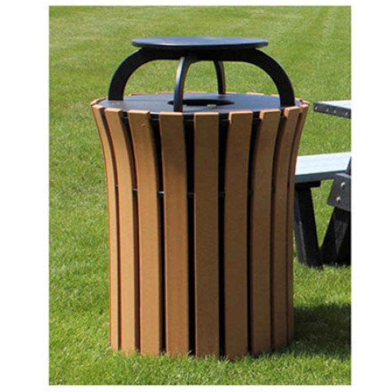 33 Gallon Round Flare Recycled Plastic Trash Receptacle - Furniture Leisure