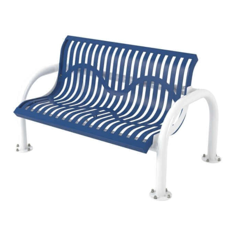 Modern Ribbed Steel Metal Bench - Furniture Leisure