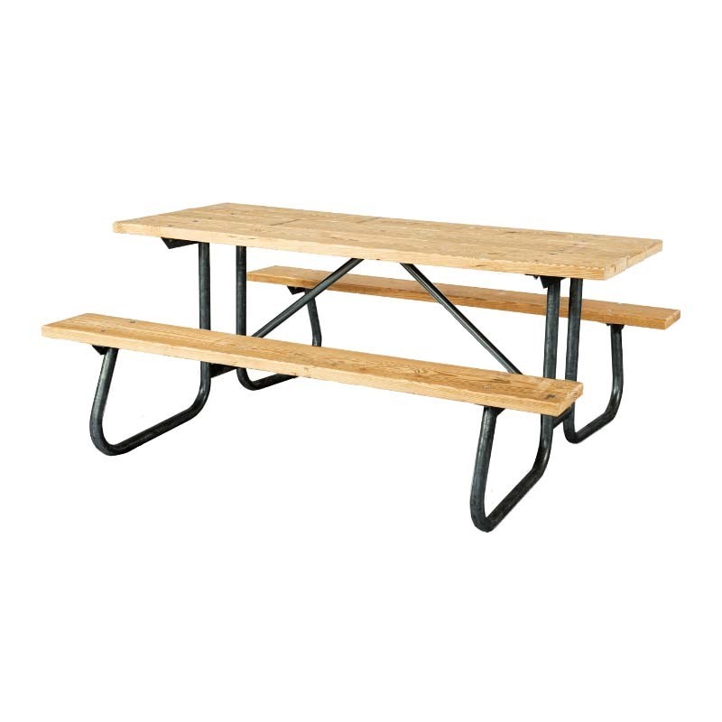 6 ft Wooden Picnic Table with Welded Frame – Furniture Leisure