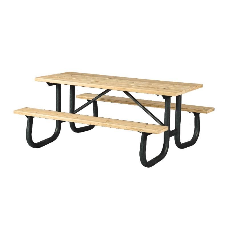 6 ft Wooden Picnic Table w/ 2 3/8" Welded Frame – Furniture Leisure
