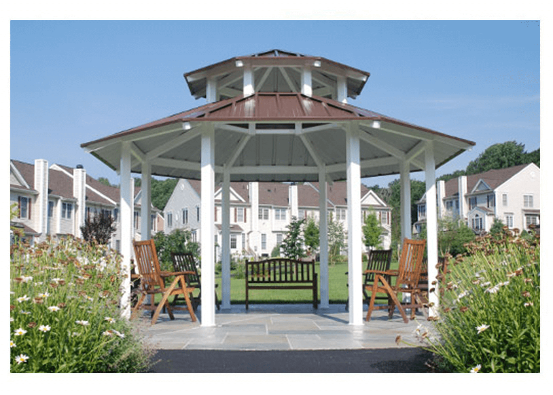 Octagonal Metal Duo-Top Park Shelter with 7' 6" Entry Height ...