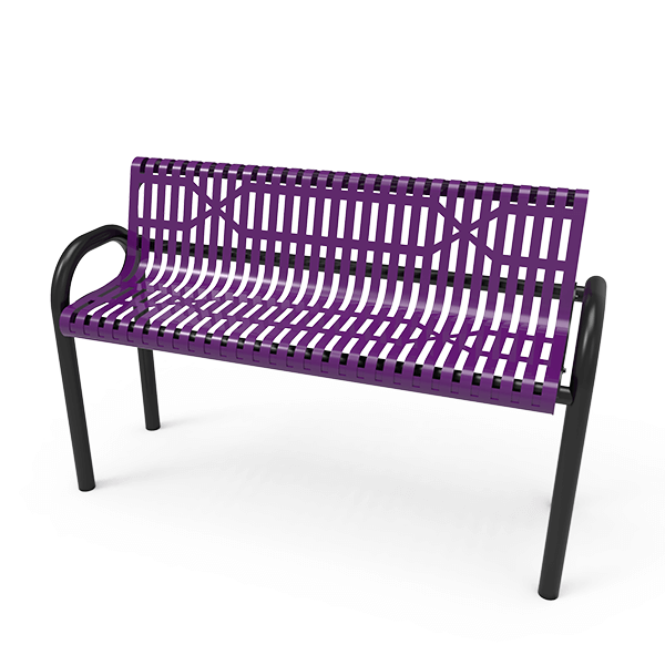 ELITE 4 Ft. MOD Thermoplastic Polyethylene Coated Slatted Metal Bench ...