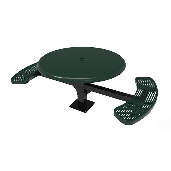 Elite 46″ Round Solid Top Pedestal Picnic Table w/ 2 Attached Seats ...