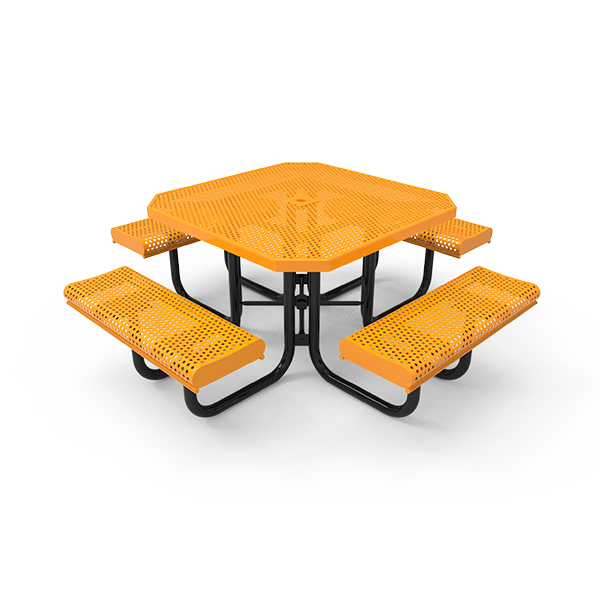 RHINO 46” Octagon Thermoplastic Coated Steel Portable Picnic Table with ...