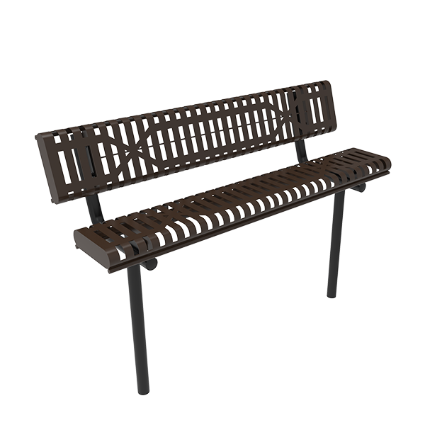 RHINO 6 Ft Slatted Rolled‑Edge Bench with Back – Furniture Leisure