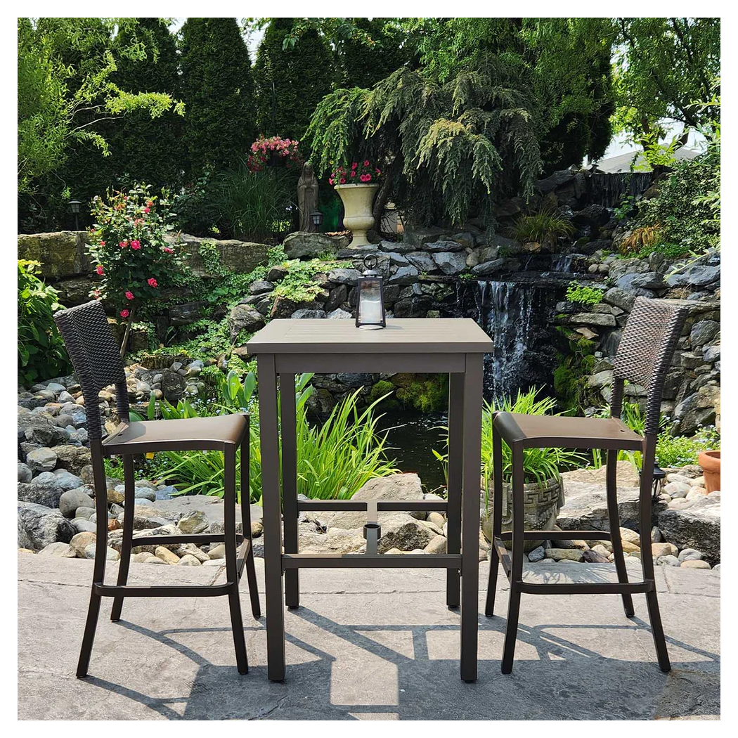 Sigma 28" Square Aluminum Slat Top Bar Table – Furniture Leisure