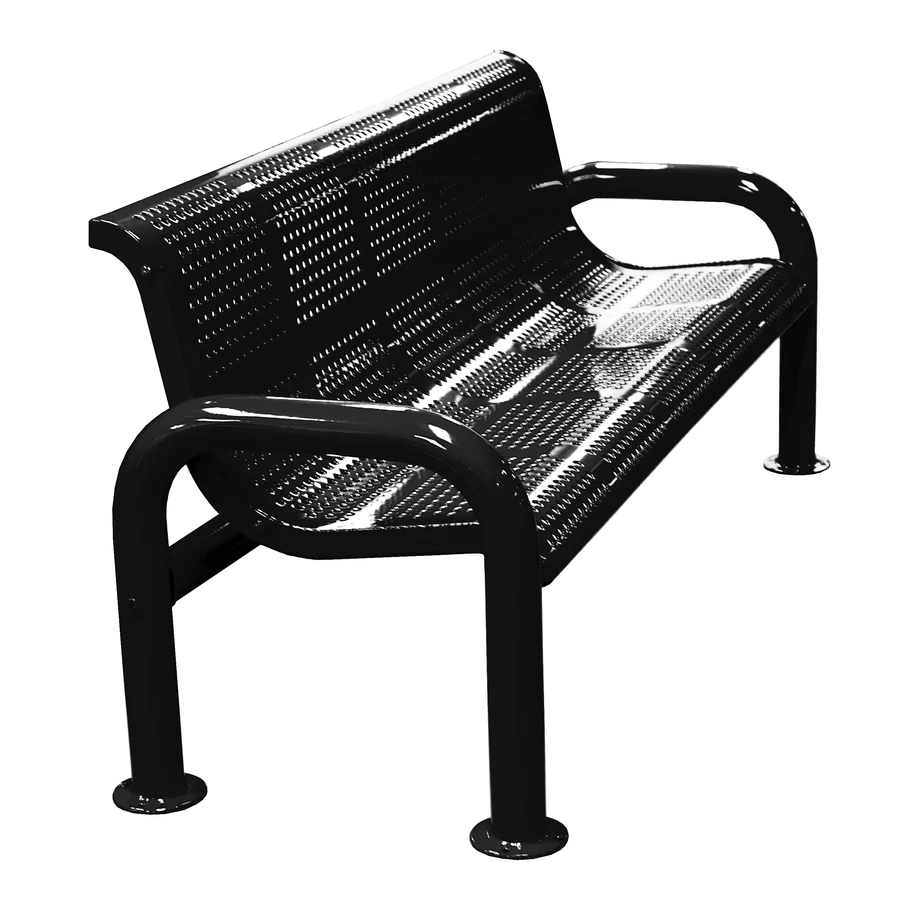 Perforated Steel Bench with U-Leg Frame - Furniture Leisure