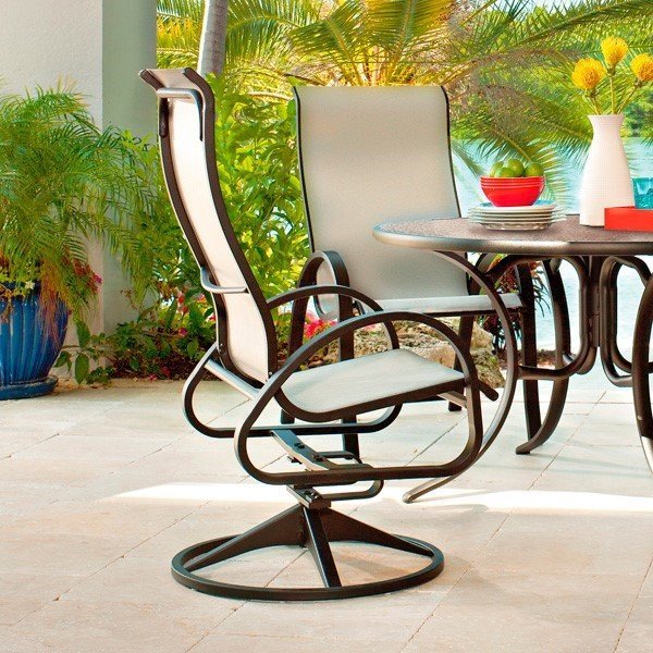 Telescope Aruba II High Back Sling Swivel Rocker Chair with Aluminum ...