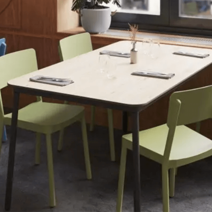 Rectangle Hub HPL Top Outdoor Dining Table with Adjustable Feet and ...