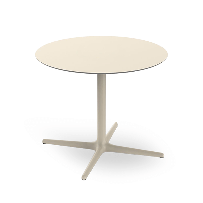 Round Toledo XL Dining Patio Table with HPL Top and Painted Aluminum X ...
