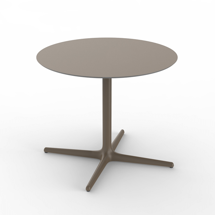 Round Toledo XL Dining Patio Table with HPL Top and Painted Aluminum X ...