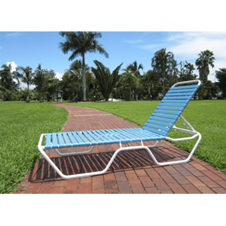 St. Maarten II Low Profile Stackable Vinyl Strap Chaise Lounge with 12 ...